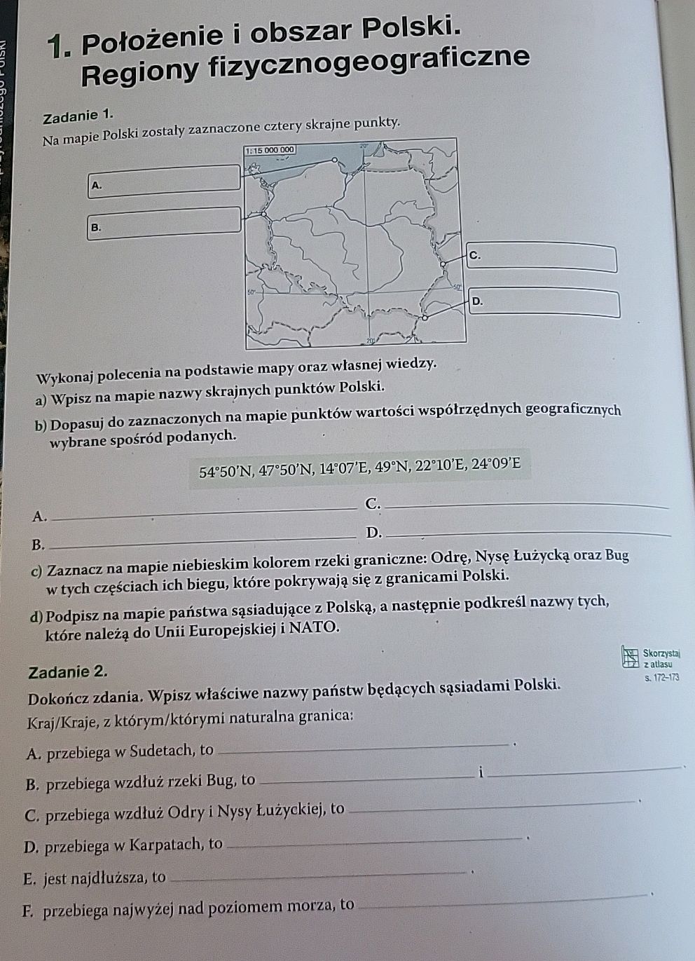 Położenie i obszar Polski. Regiony
