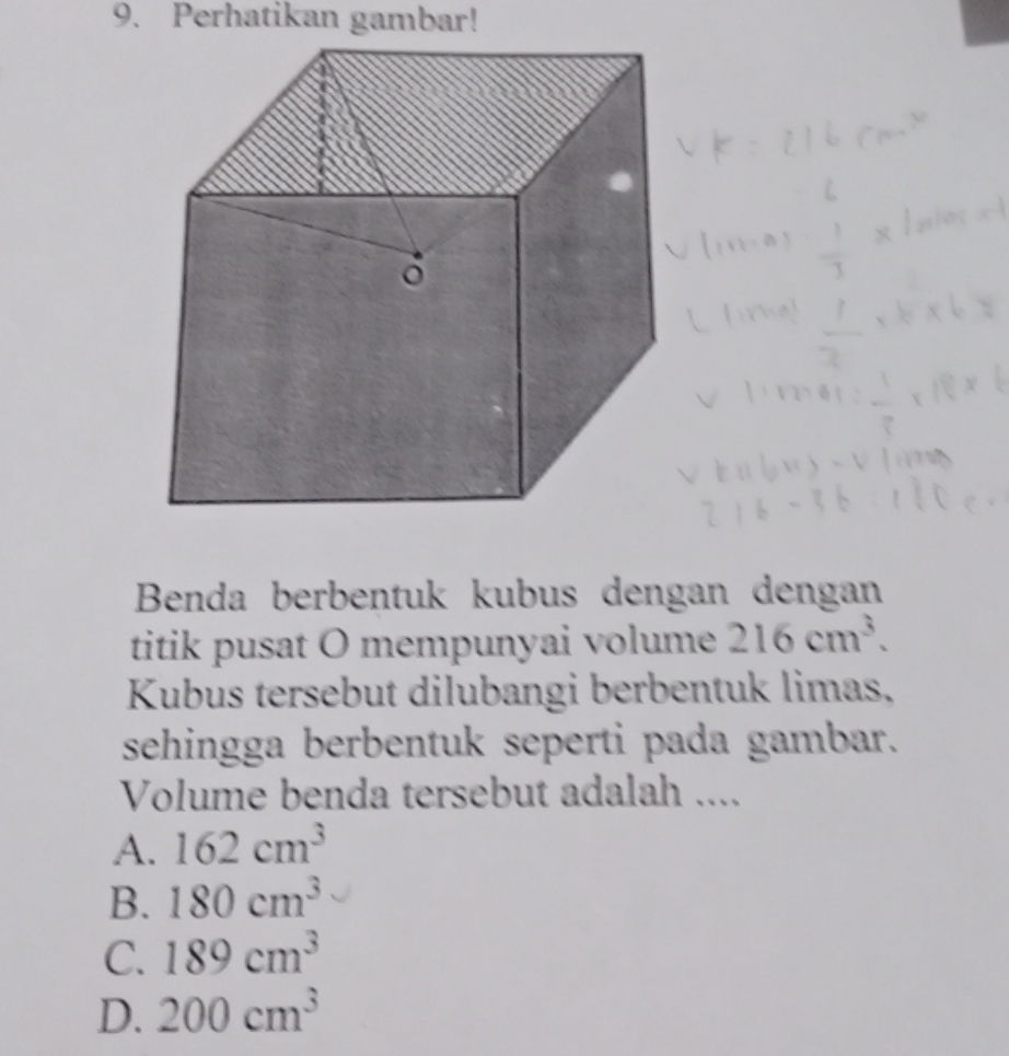 9. Perhatikan gambar! Benda berbentuk kubus | StudyX
