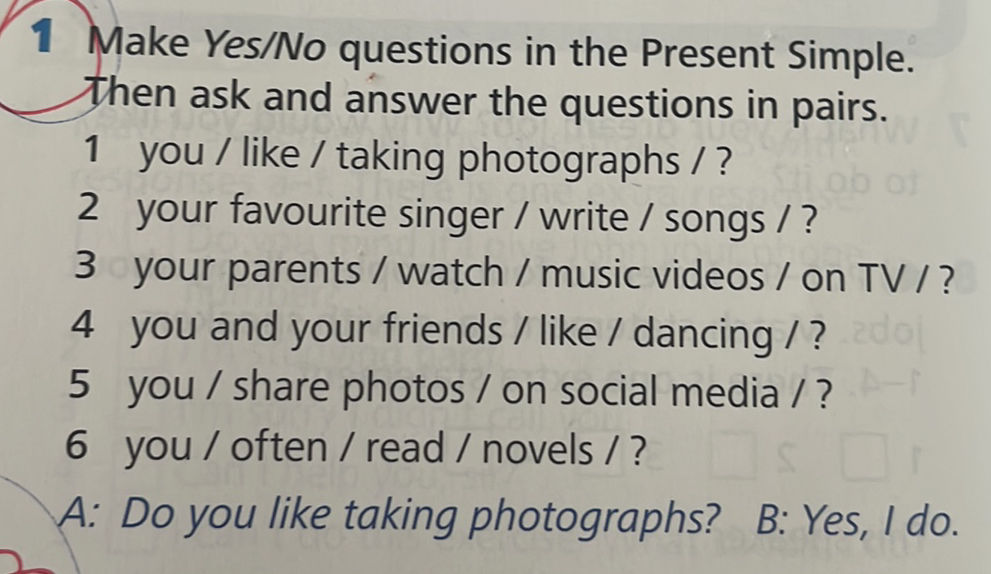 Make Yes/No questions in the Present Simple. | StudyX