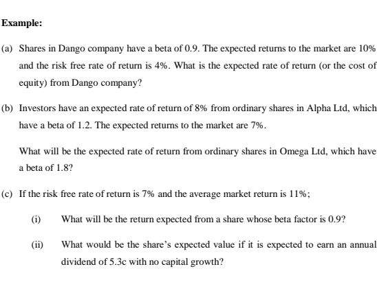 Example: (a) Shares in Dango company have a | StudyX