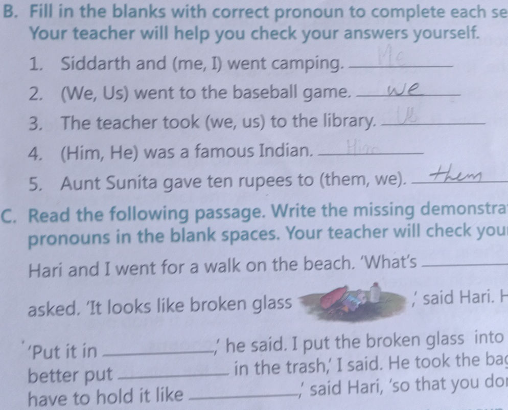 B. Fill in the blanks with correct pronoun | StudyX