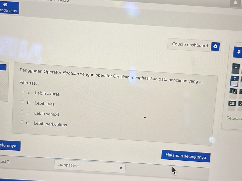 Penggunan Operator Boolean dengan operator | StudyX