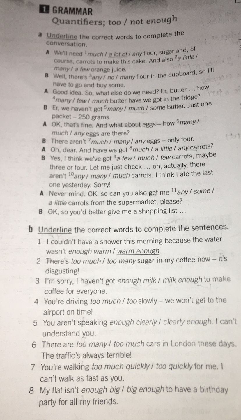 a Underline the correct words to complete | StudyX