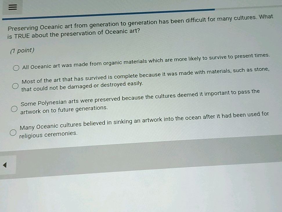 Preserving Oceanic art from generation to | StudyX