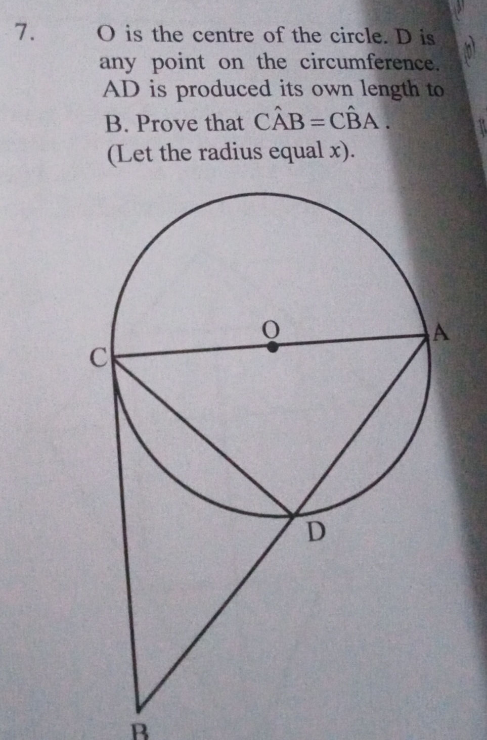 O is the centre of the circle. D is any | StudyX