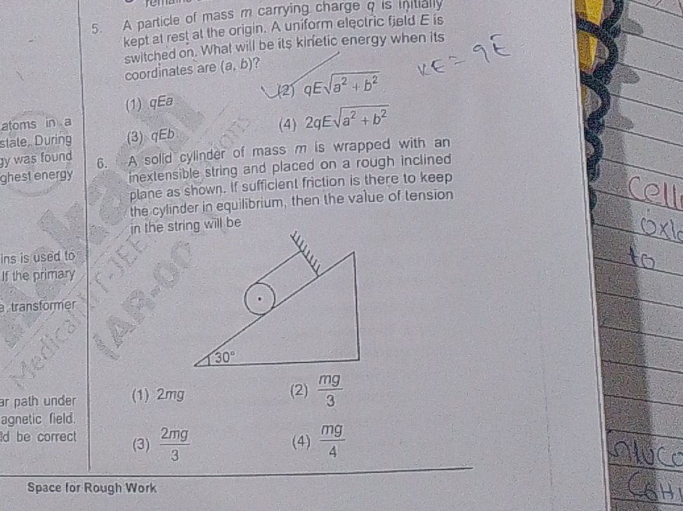 5. A particle of mass *m* carrying charge | StudyX