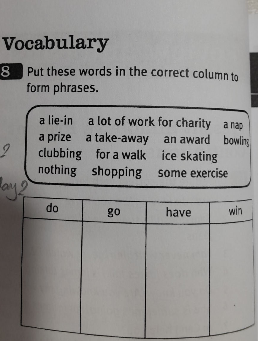 Put these words in the correct column to | StudyX