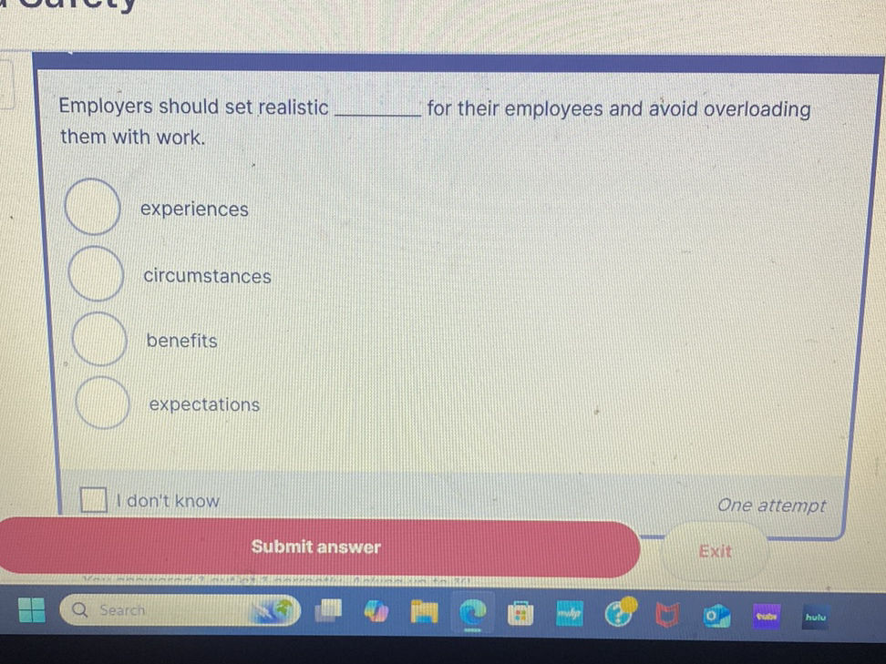 Employers should set realistic ______ for | StudyX