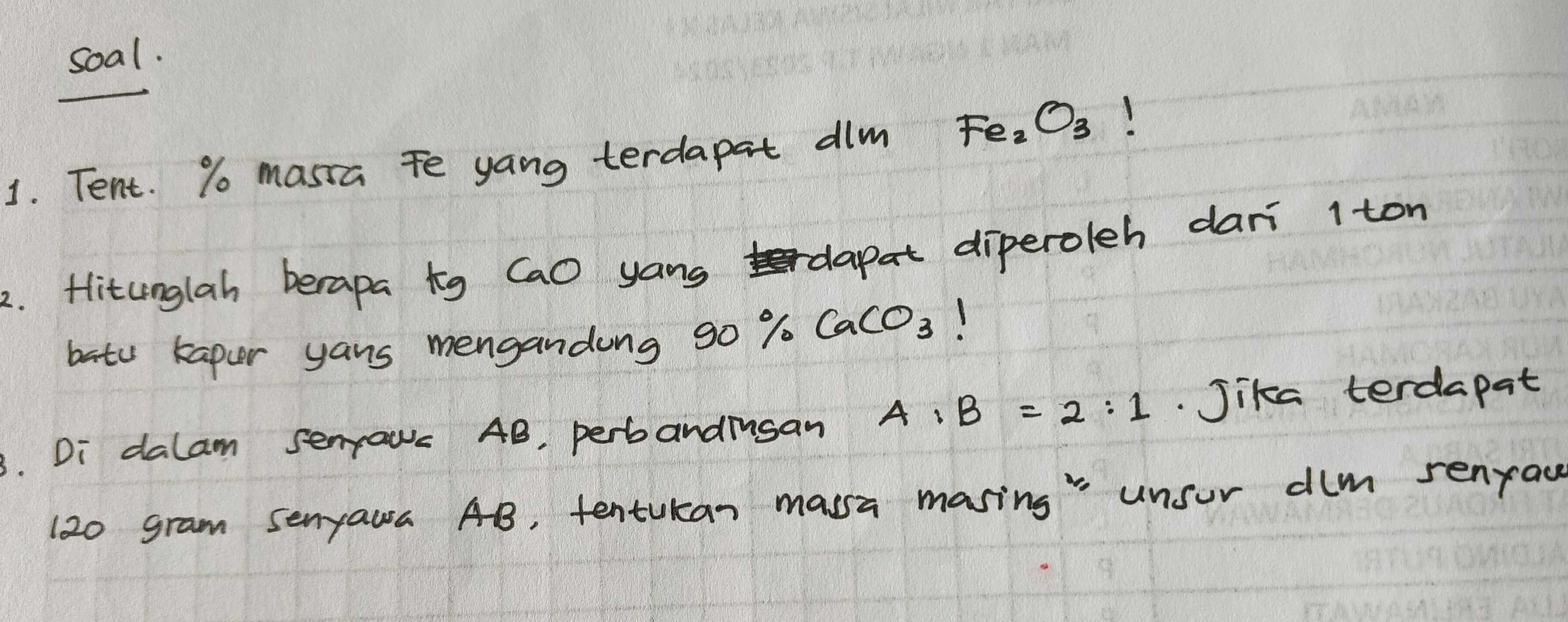 1. Tent. % massa Fe yang terdapat dlm | StudyX