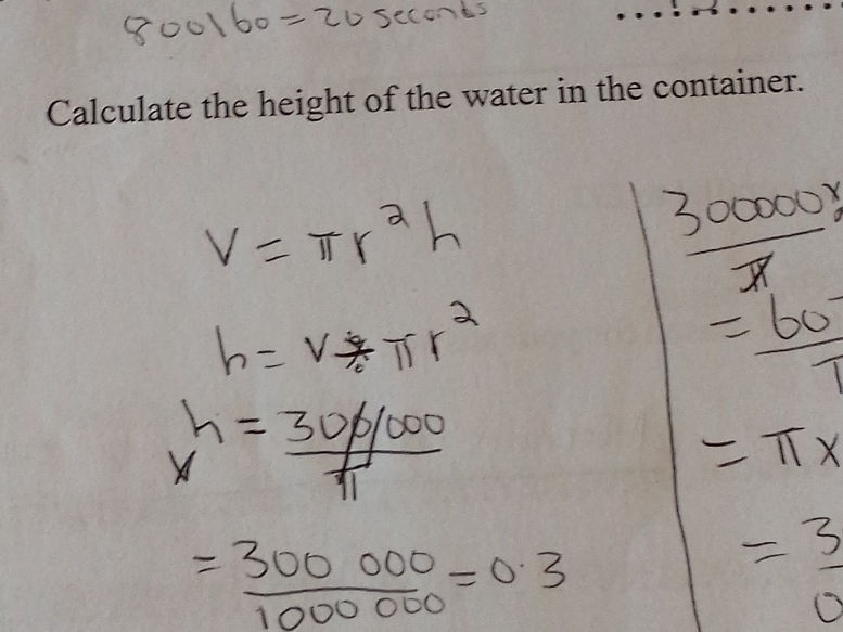 Calculate the height of the water in the | StudyX