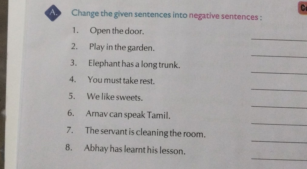 Change the given sentences into negative | StudyX