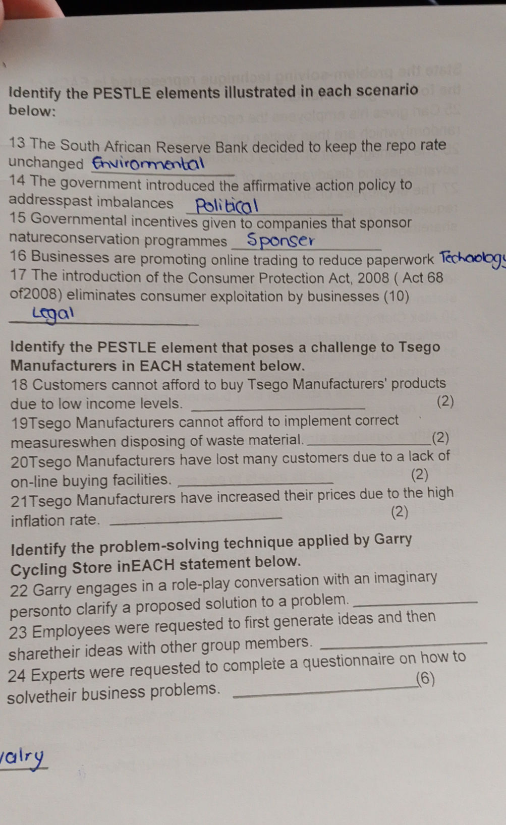 Identify the PESTLE elements illustrated in | StudyX