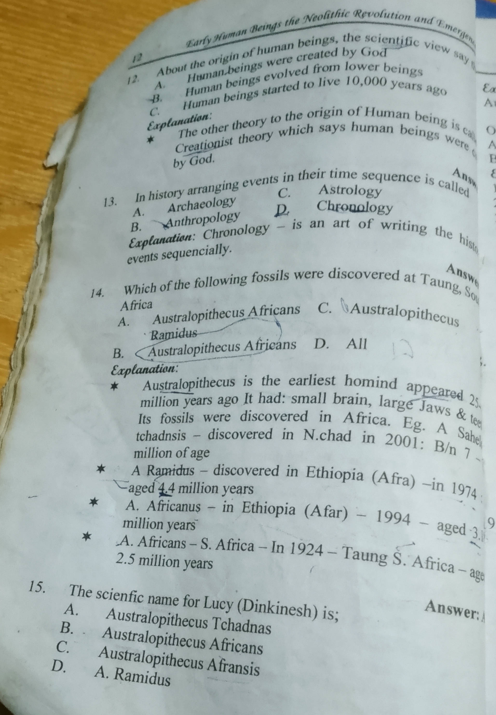 12. About the origin of human beings, the | StudyX