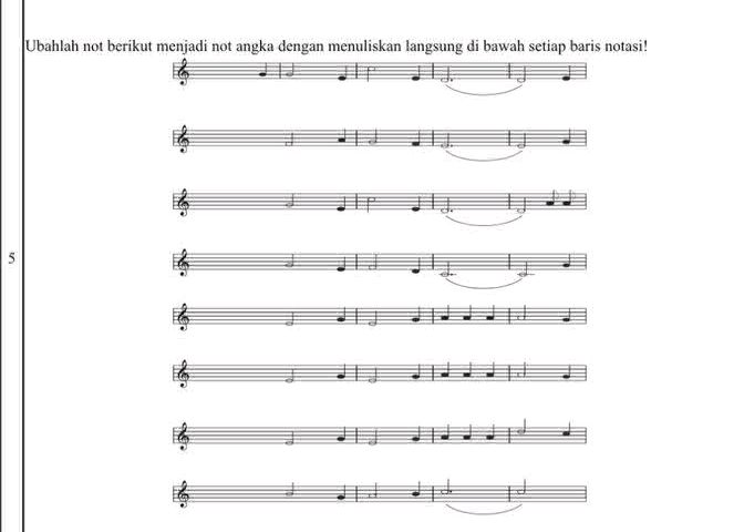 Ubahlah not berikut menjadi not angka dengan