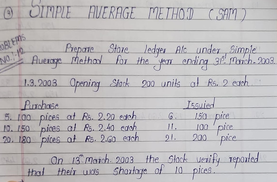 Prepare Store ledger Alc under Simple | StudyX