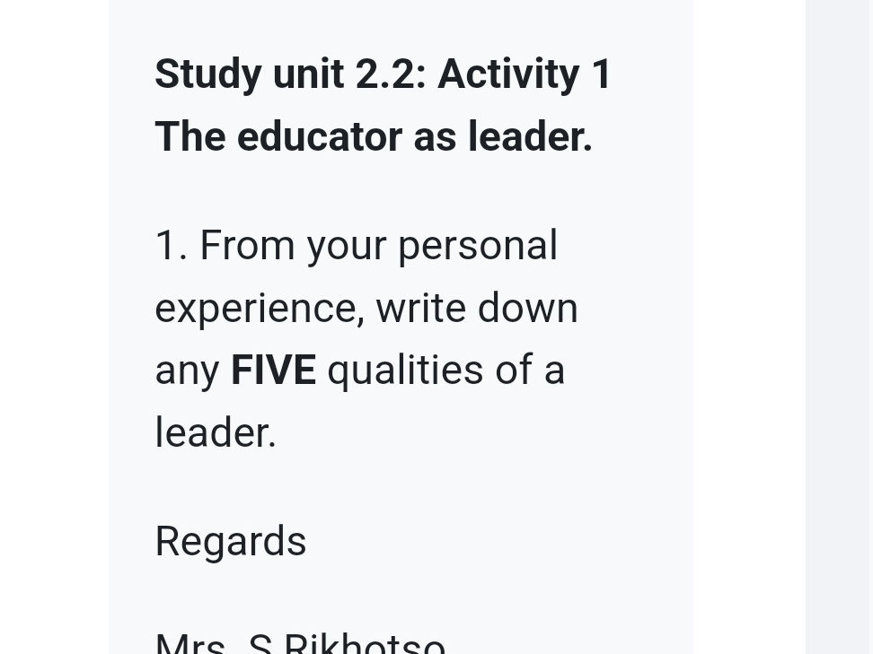 1. From your personal experience, write down | StudyX