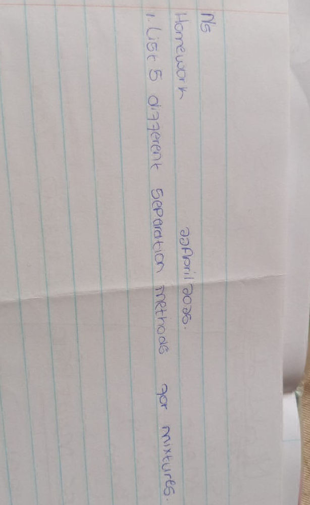 1. List 5 different separation methods for | StudyX