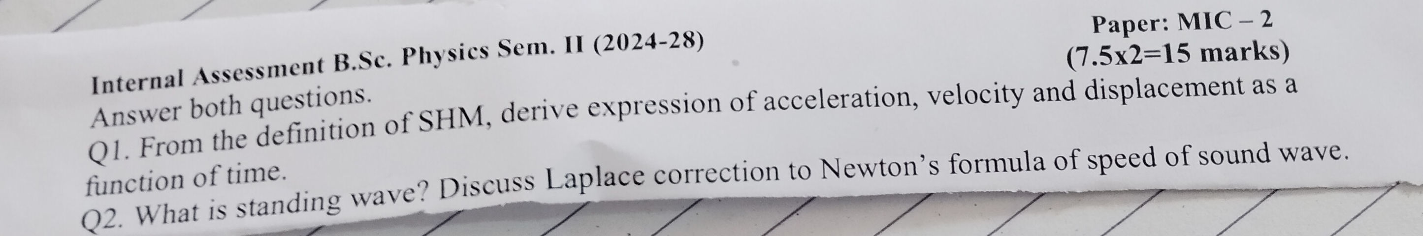 Q1. From the definition of SHM, derive | StudyX
