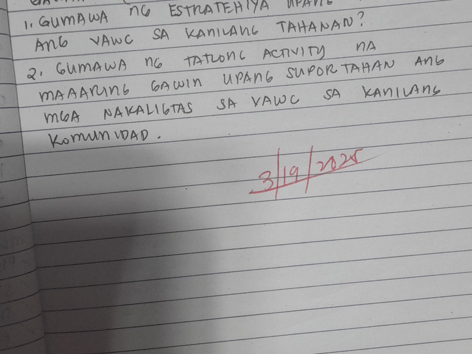 1. GUMAWA NG ESTRATEHIYA ANG VAWC SA | StudyX