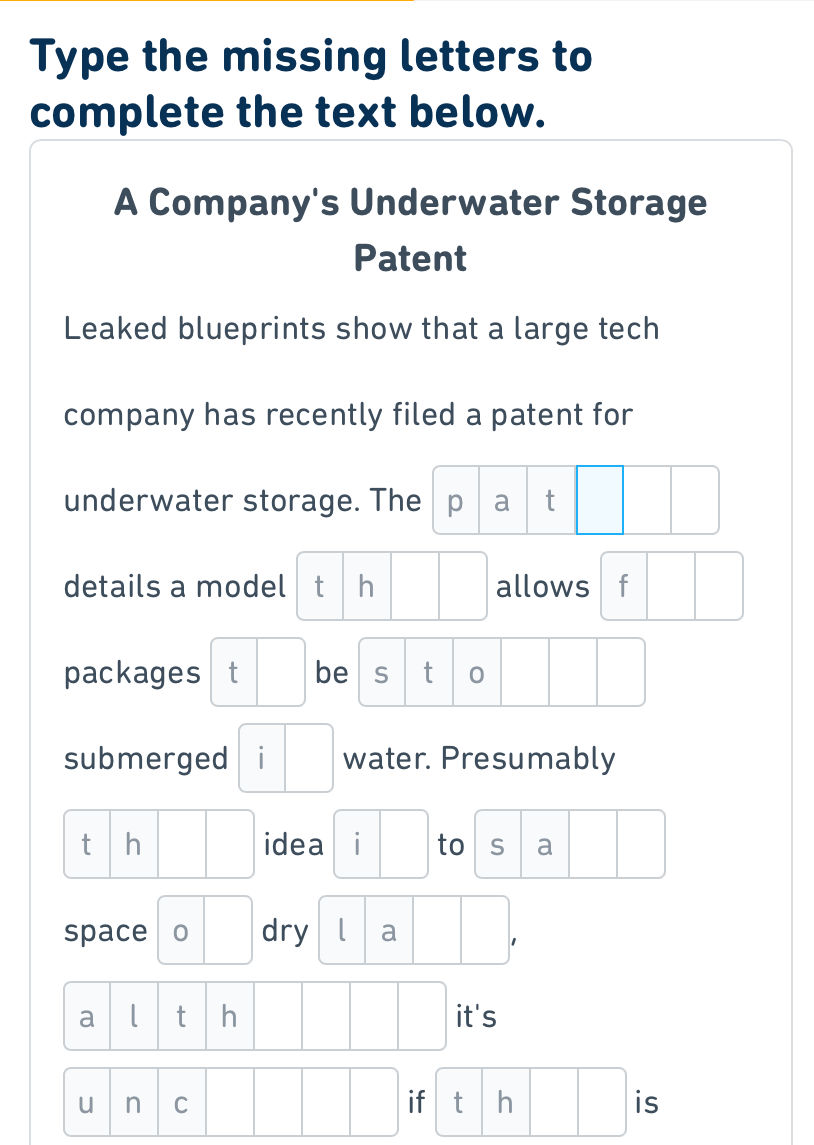 Type the missing letters to complete the | StudyX