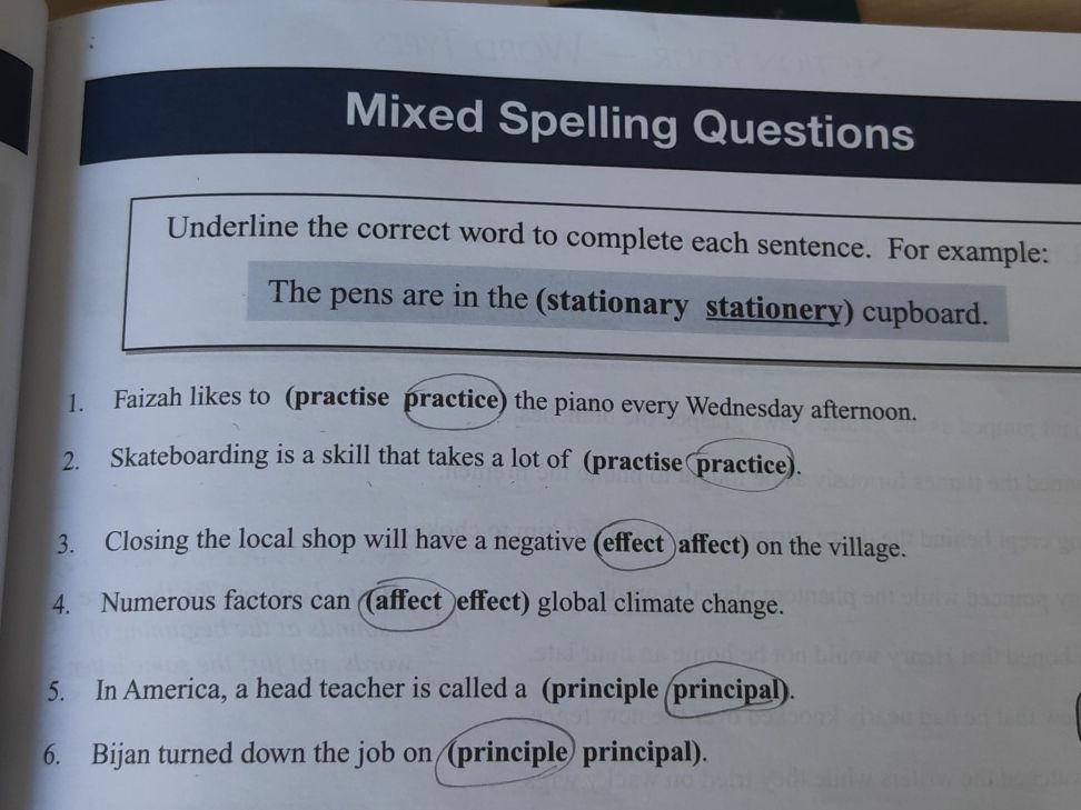 Underline the correct word to complete each | StudyX