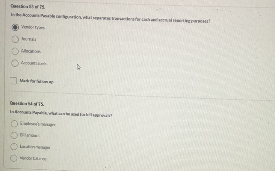 Question 53 of 75. In the Accounts Payable | StudyX