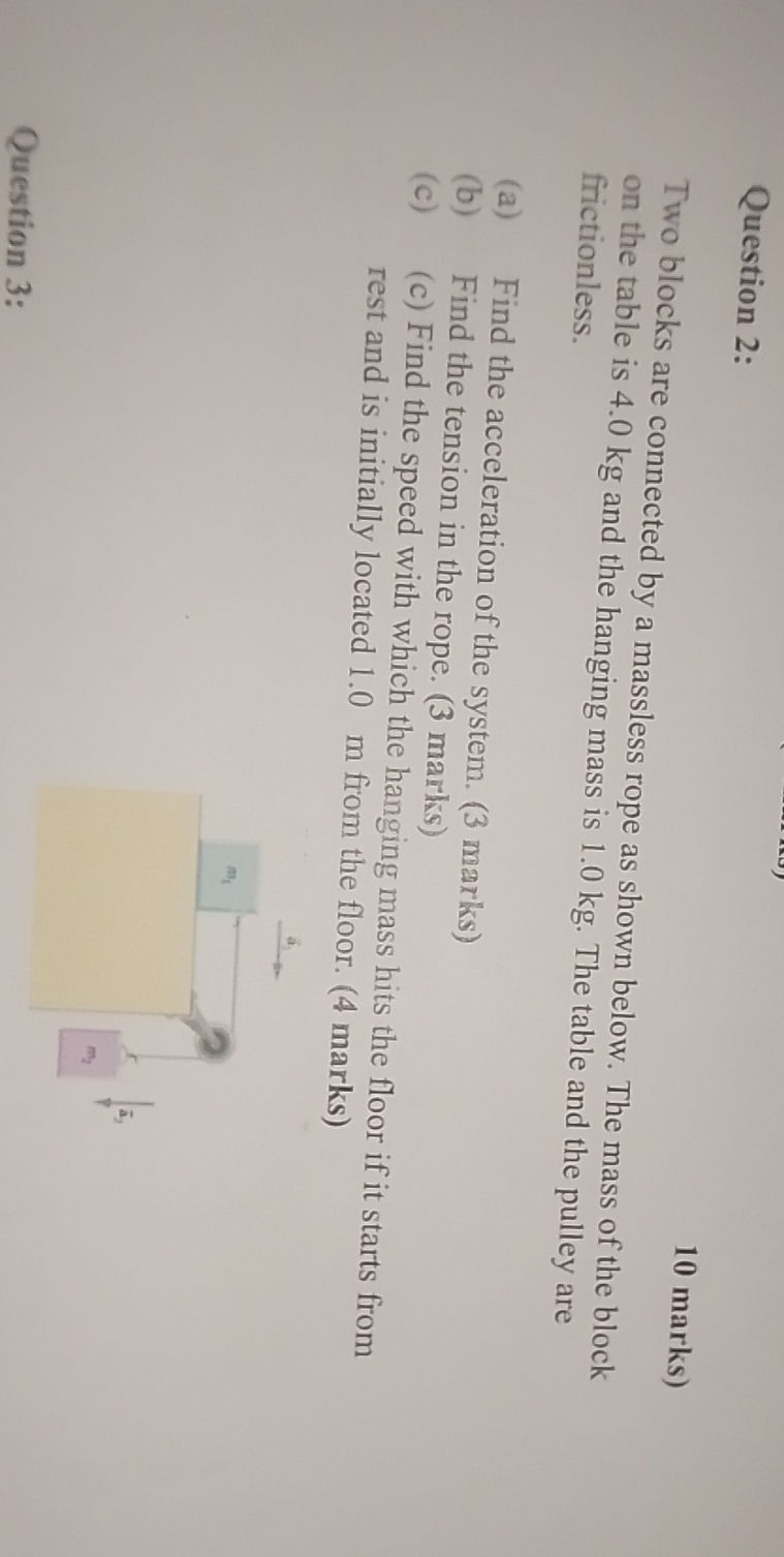 Question 2: Two blocks are connected by a | StudyX