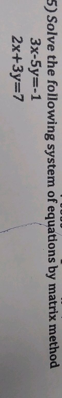 5) Solve the following system of equations | StudyX