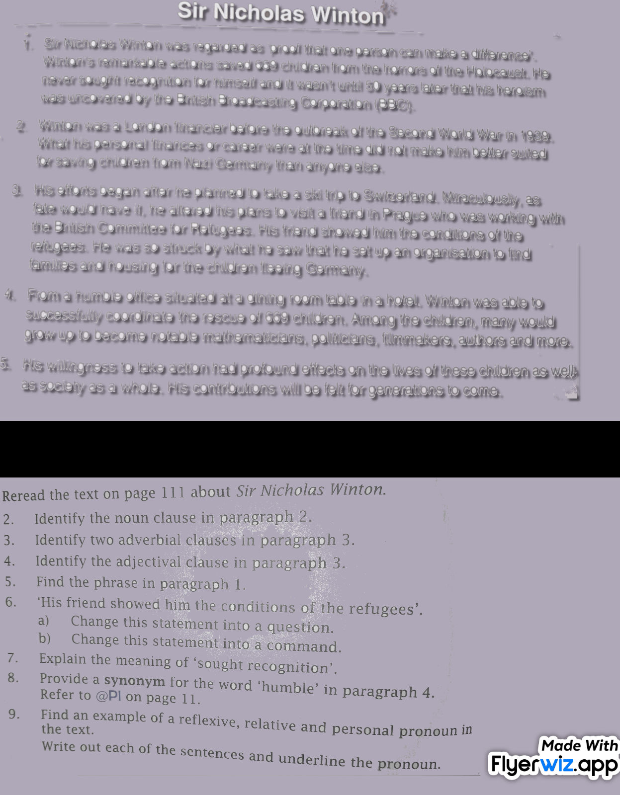 Reread the text on page 111 about *Sir | StudyX