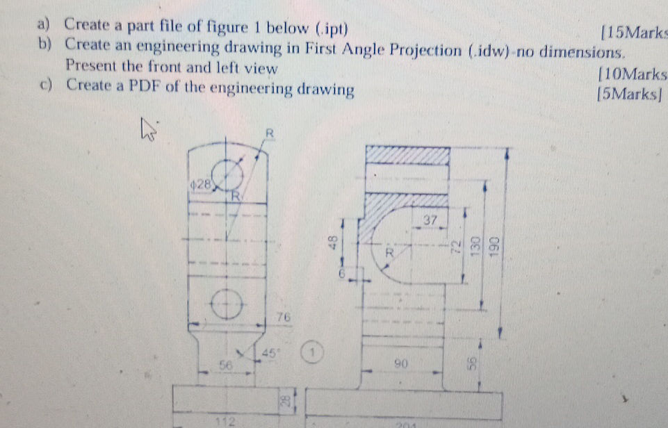 a) Create a part file of figure 1 below | StudyX