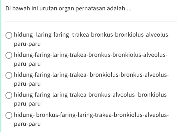Di bawah ini urutan organ pernafasan | StudyX