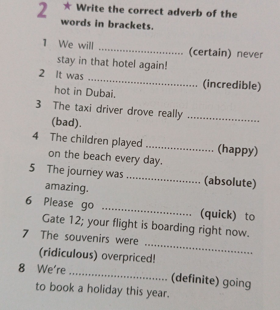 2 ★ Write the correct adverb of the words in | StudyX