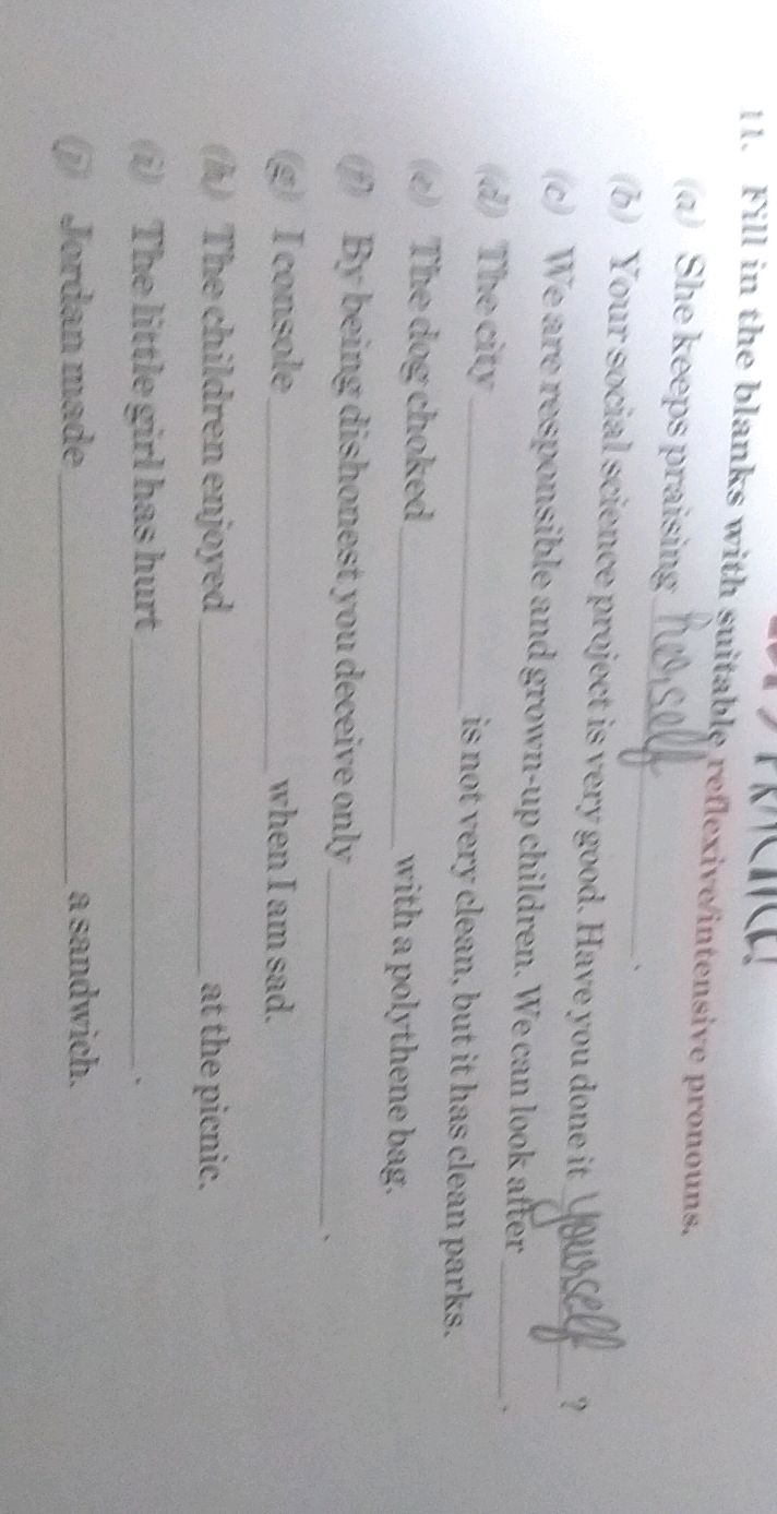 11. Fill in the blanks with suitable | StudyX