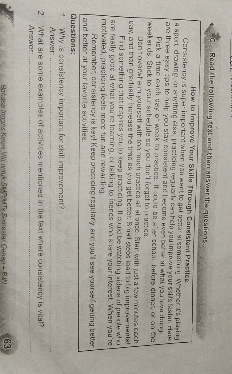 C. Read the following text and then answer | StudyX