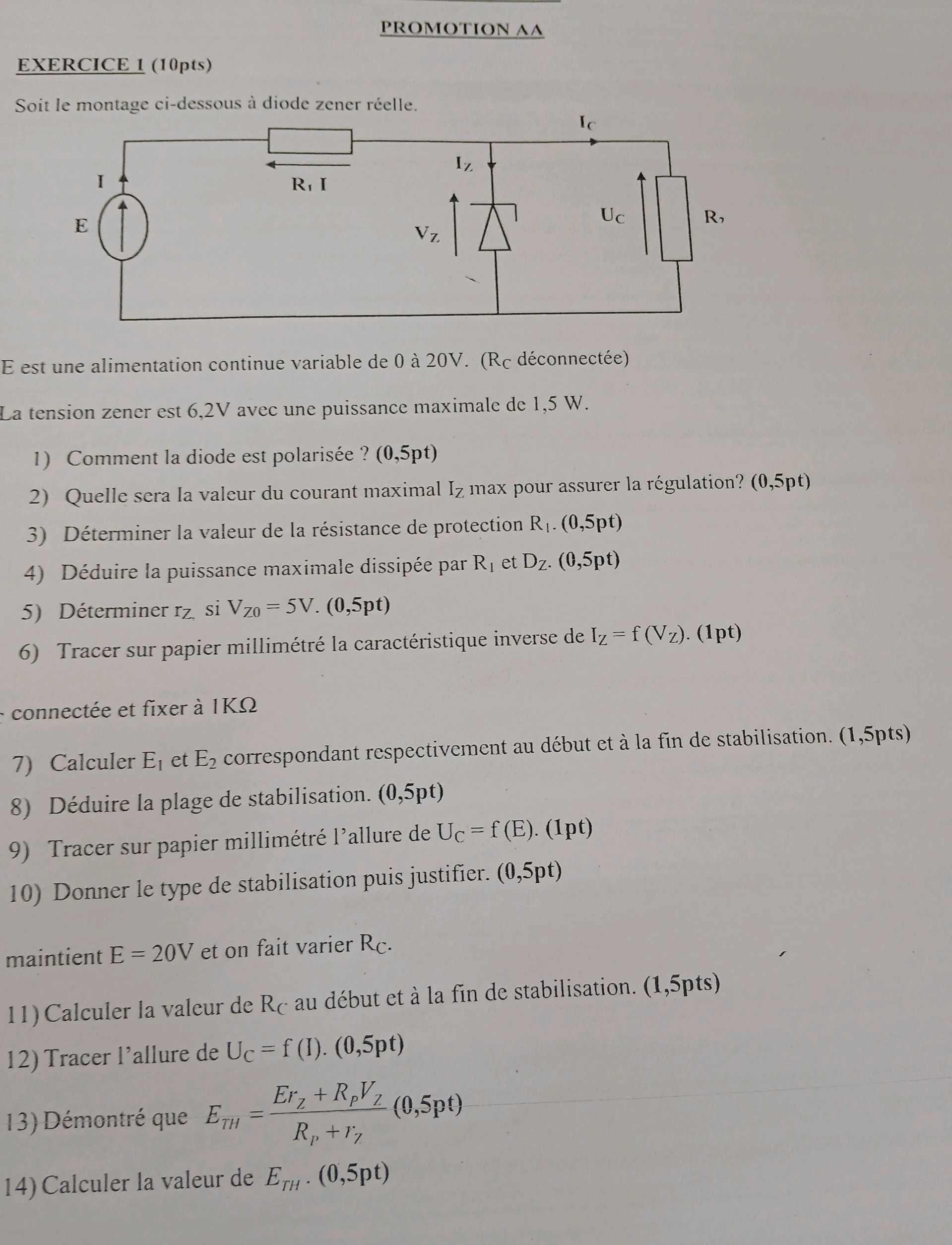 EXERCICE 1 (10pts) Soit le montage | StudyX