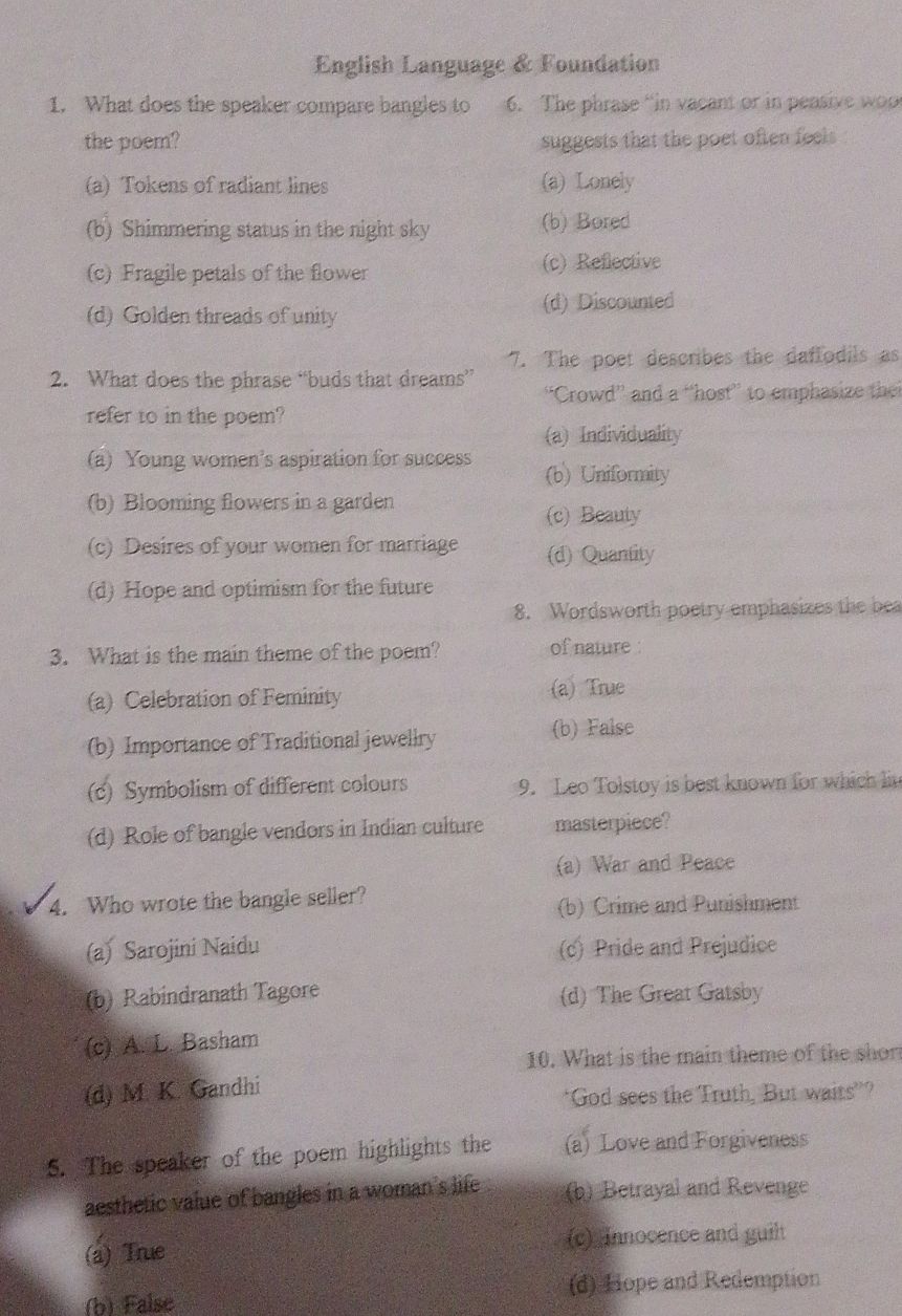 1. What does the speaker compare bangles to | StudyX