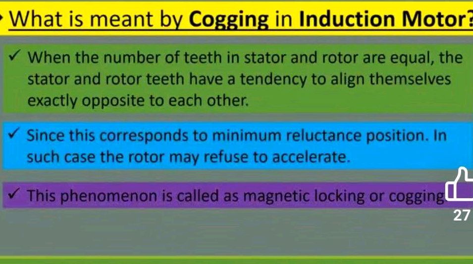 What is meant by Cogging in Induction Motor? | StudyX