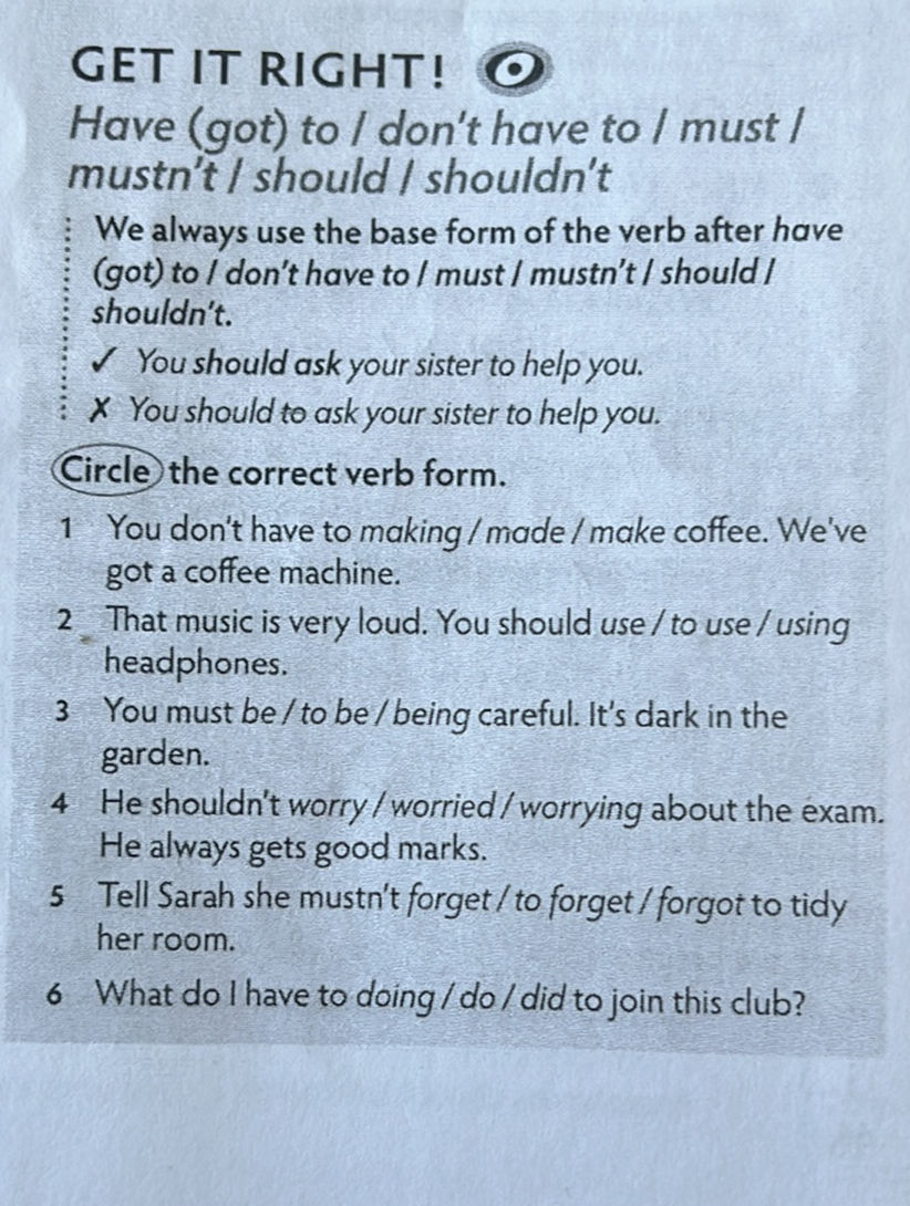 Circle the correct verb form. 1 You don't | StudyX