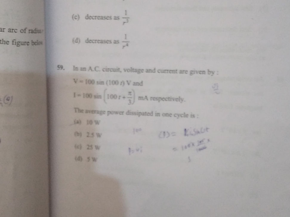59. In an A.C. circuit, voltage and current | StudyX