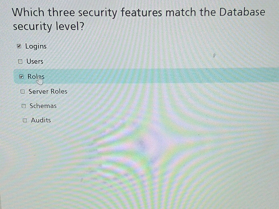 Which three security features match the | StudyX