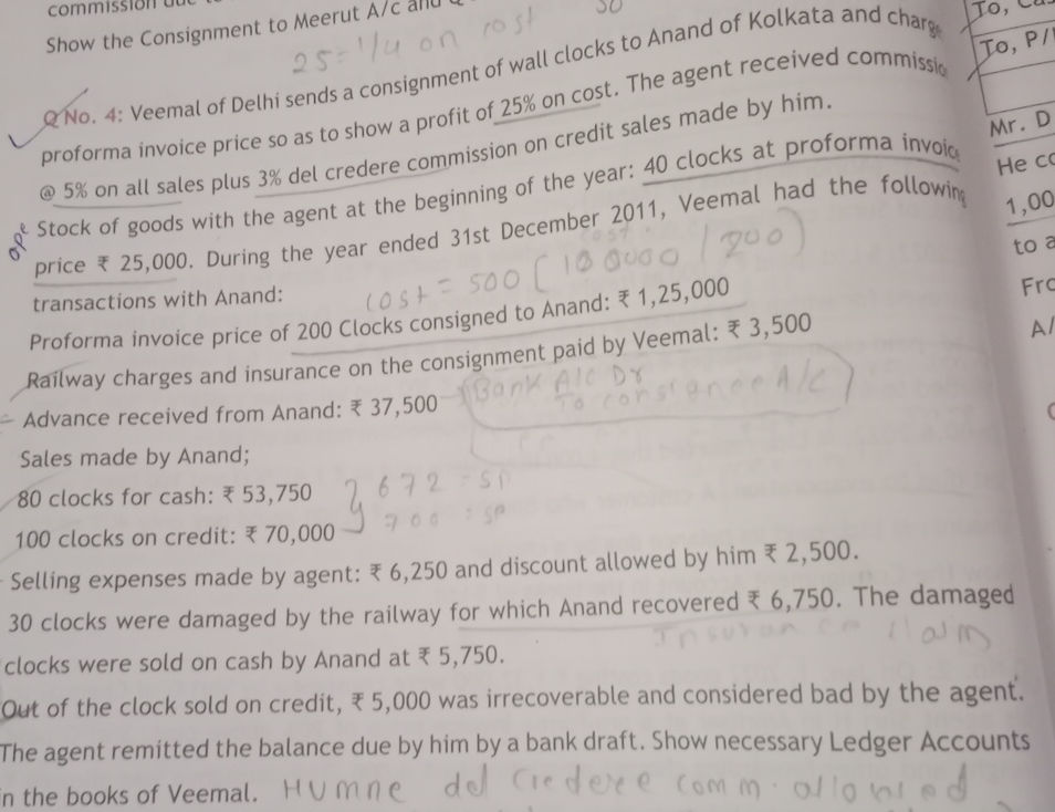 Q No. 4: Veemal of Delhi sends a consignment | StudyX