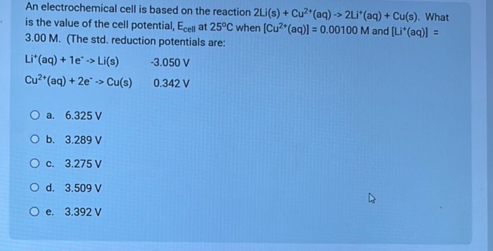 An electrochemical cell is based on the | StudyX