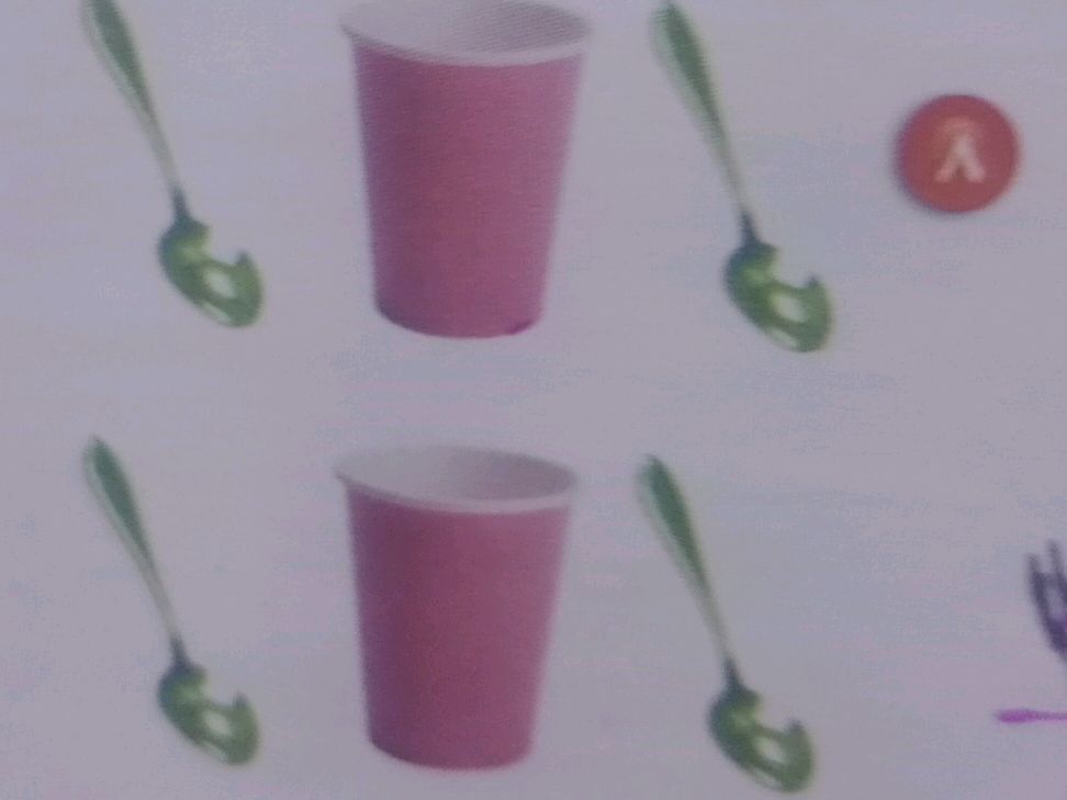 The image shows cups and spoons. The | StudyX