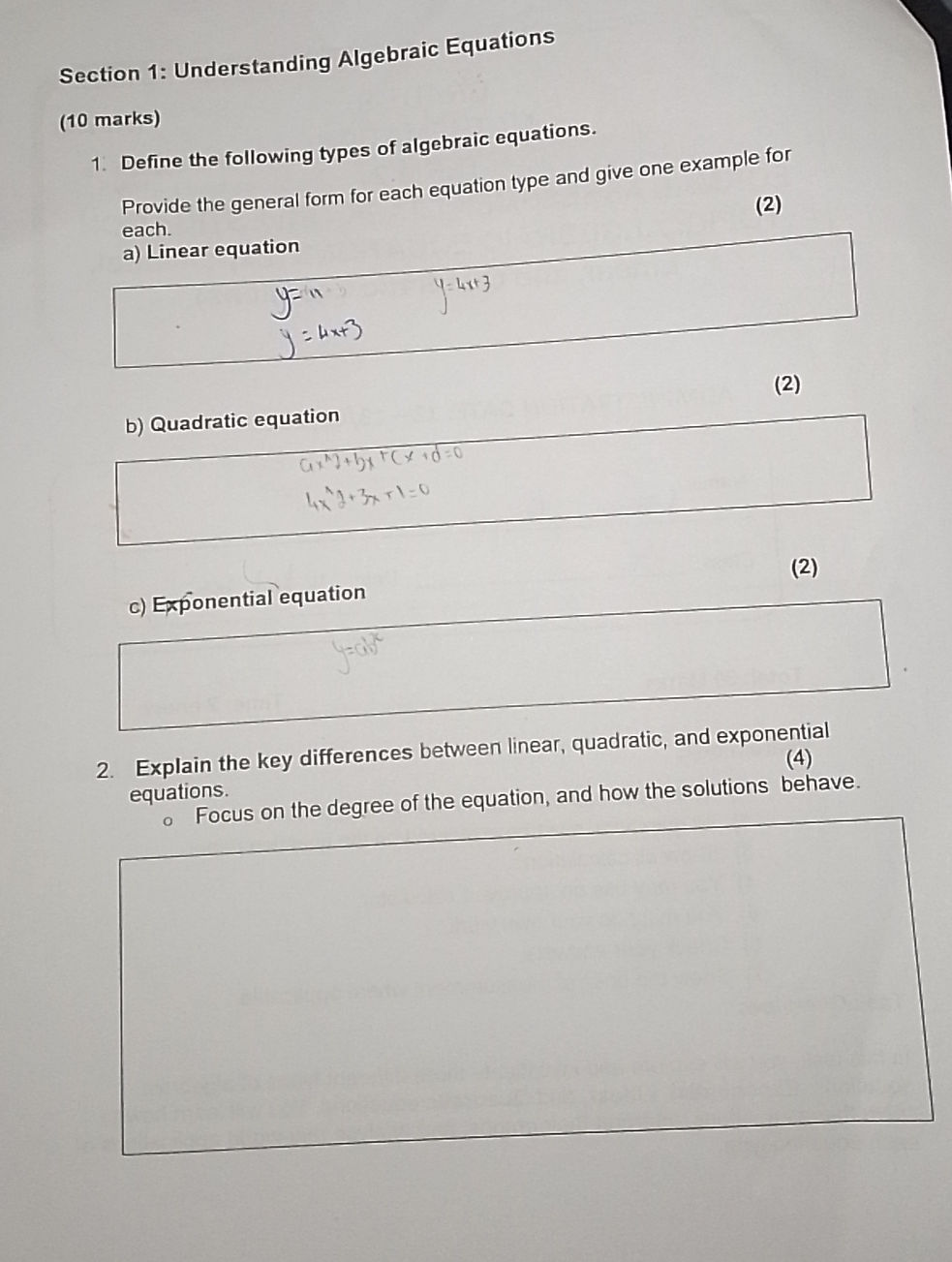 Section 1: Understanding Algebraic Equations | StudyX