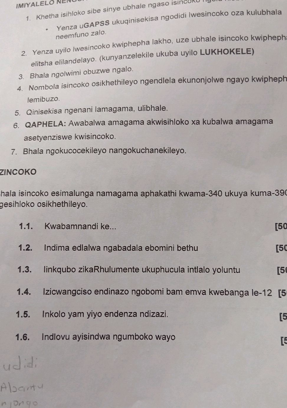 1. Khetha isihloko sibe sinye ubhale ngaso | StudyX