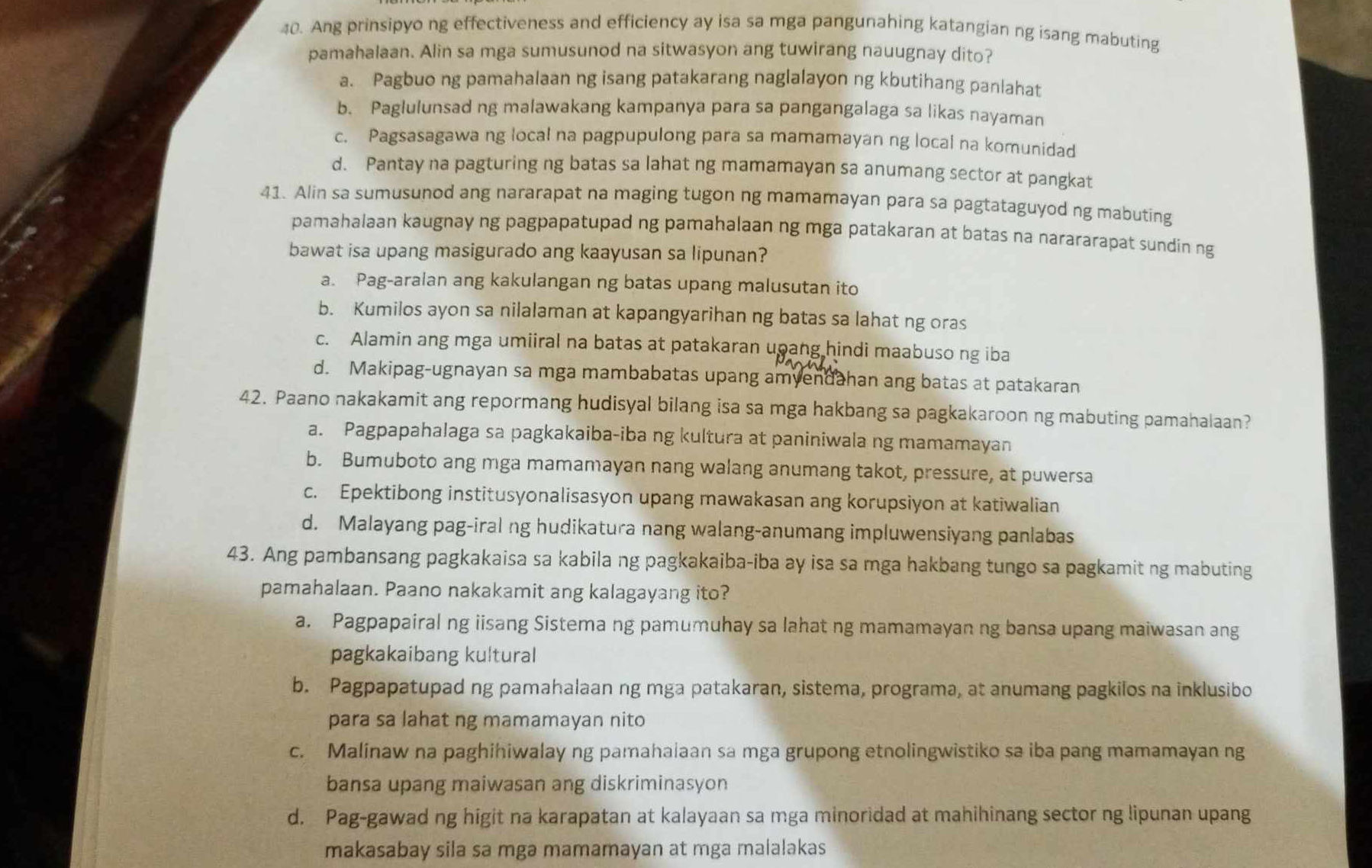 40. Ang prinsipyo ng effectiveness and | StudyX