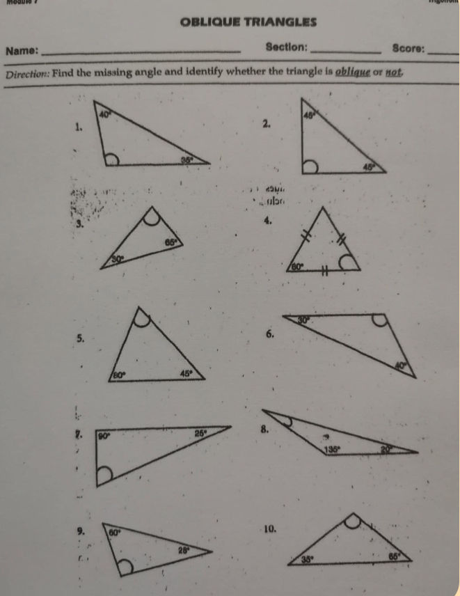 Direction: Find the missing angle and | StudyX