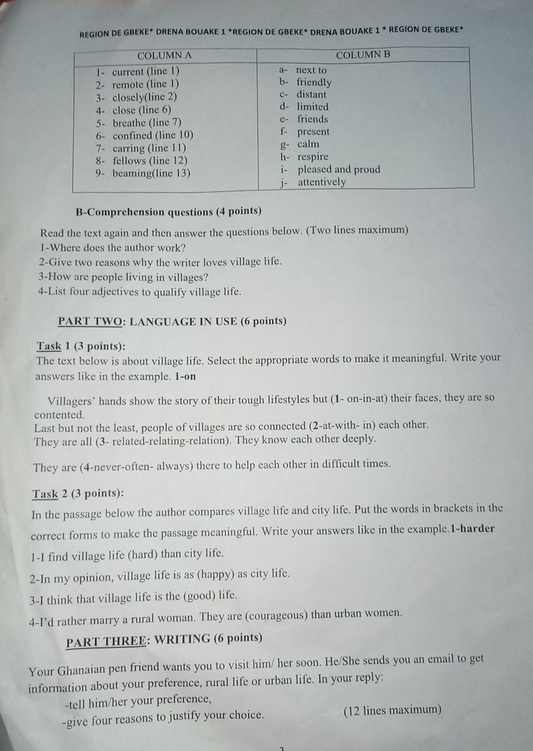 ```markdown REGION DE GBEKE* DRENA BOUAKE 1 | StudyX