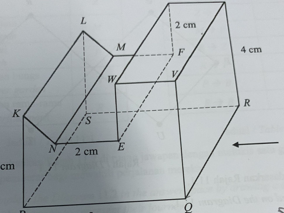 The image shows a 3D shape with labeled | StudyX