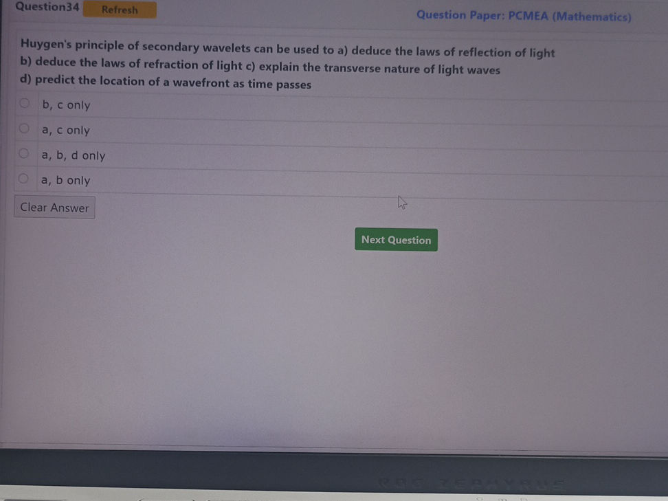 Huygen's principle of secondary wavelets can | StudyX